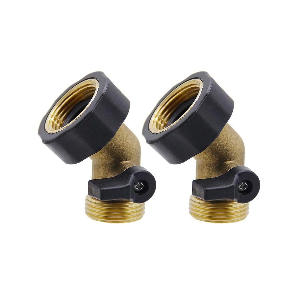 3/4″ Brass Shut Off Valve Gooseneck Garden Hose Connector, 2 Pack ...