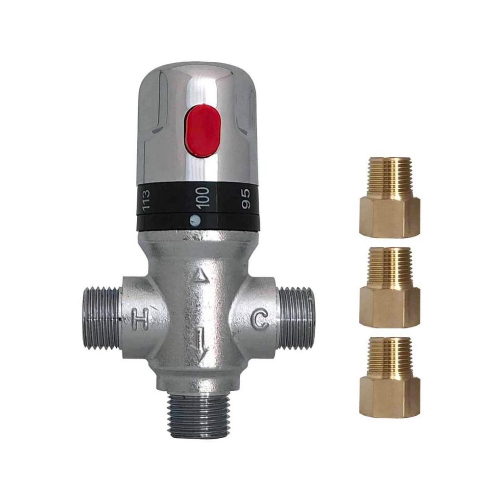 Three-way Thermostatic Mixing Valve, 1/2NPT Connections, Solid Brass ...